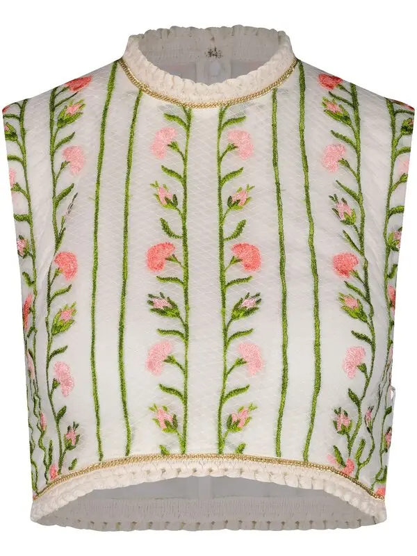 Giambattista Valli Floral-embroidered Top - White