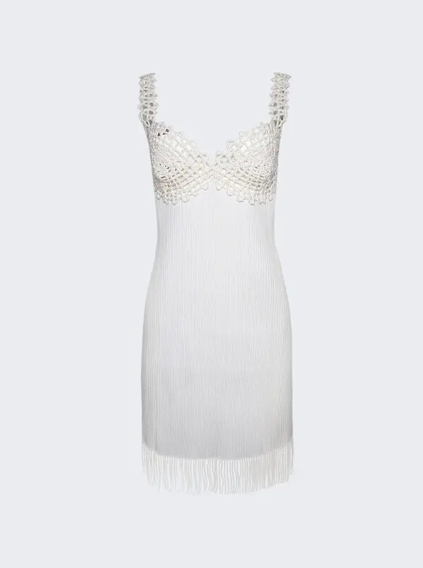 Proenza Schouler Rib Knit Lace Dress - Optic White