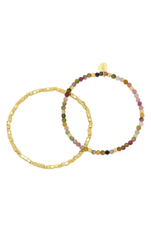 Estée Lauder Coco Bead And Tourmaline Double Bracelet - Gold Plated