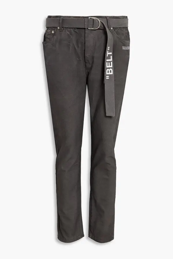 Off-White Slim-fit Printed Cotton-canvas Pants