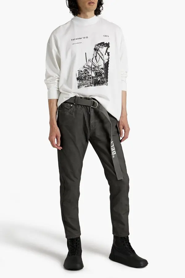 Off-White Slim-fit Printed Cotton-canvas Pants