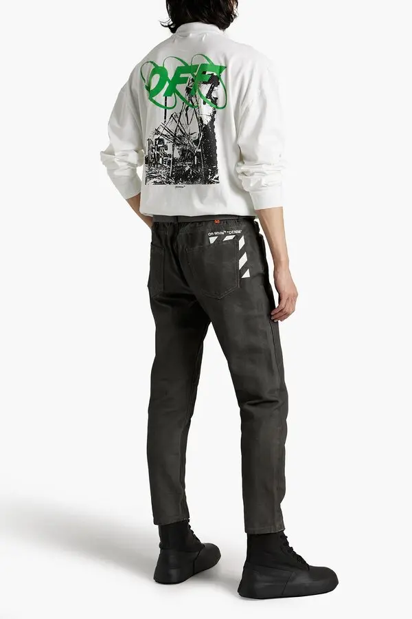 Off-White Slim-fit Printed Cotton-canvas Pants