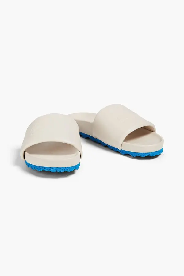 Off-White Twotone Embossed Leather Slides