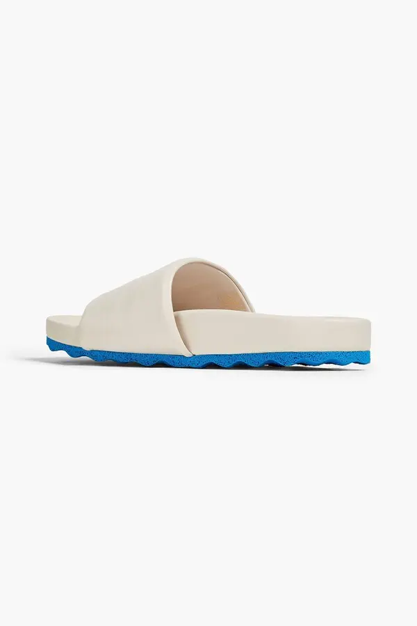 Off-White Twotone Embossed Leather Slides