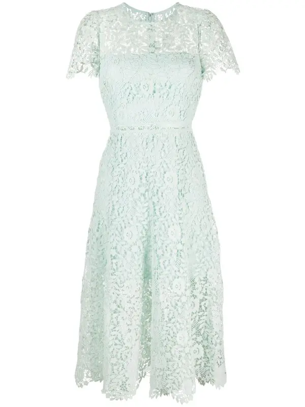 Self-Portrait Lace-Detail Midi Dress In Green - 42% Off | Editorialist