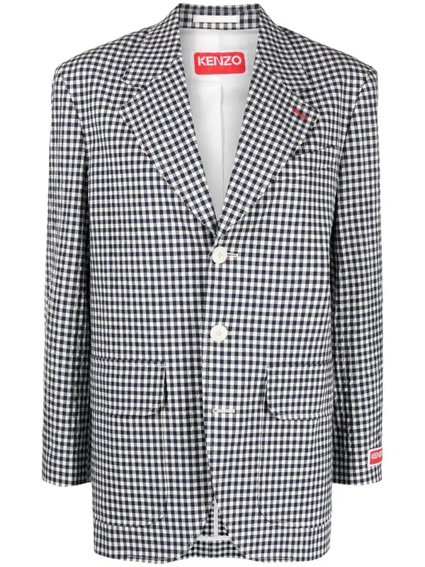 Kenzo Gingham Single-breasted Blazer - Blue