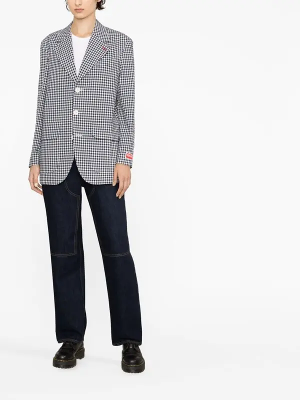 Kenzo Gingham Single-breasted Blazer