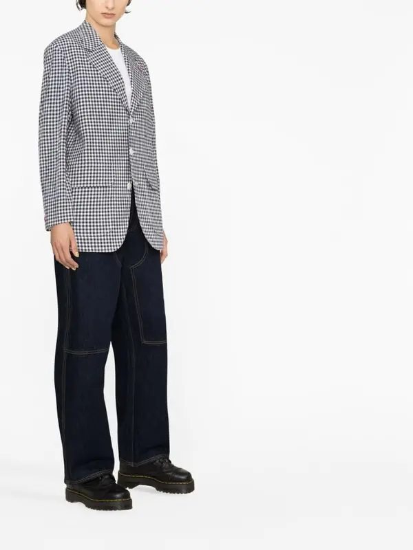 Kenzo Gingham Single-breasted Blazer