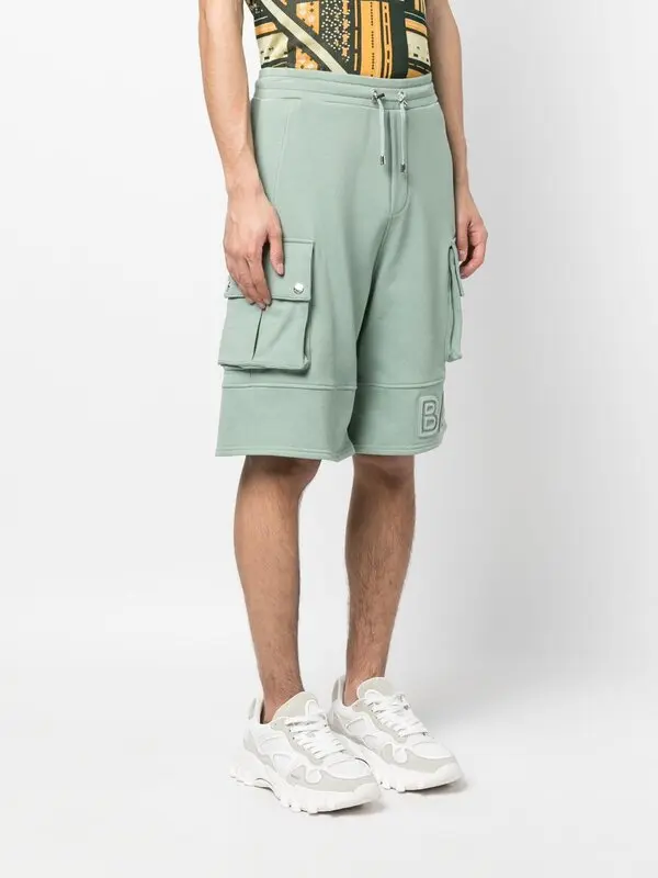 Balmain Embossed Logo Bermuda Shorts - Green