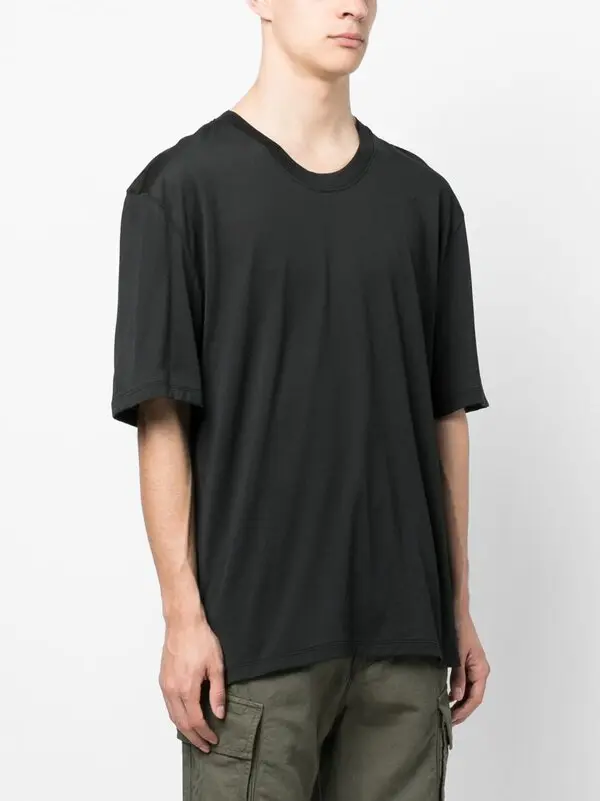 LANEUS Plain Crew-neck T-shirt