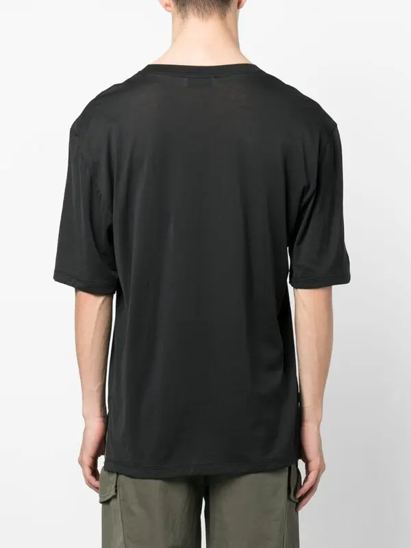 LANEUS Plain Crew-neck T-shirt