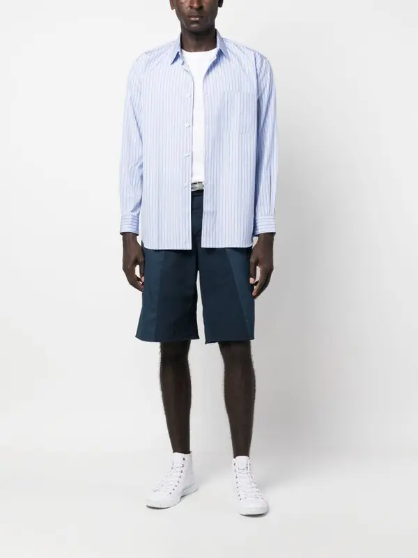 Comme Des Garçons Striped Long-sleeve Shirt - Blue