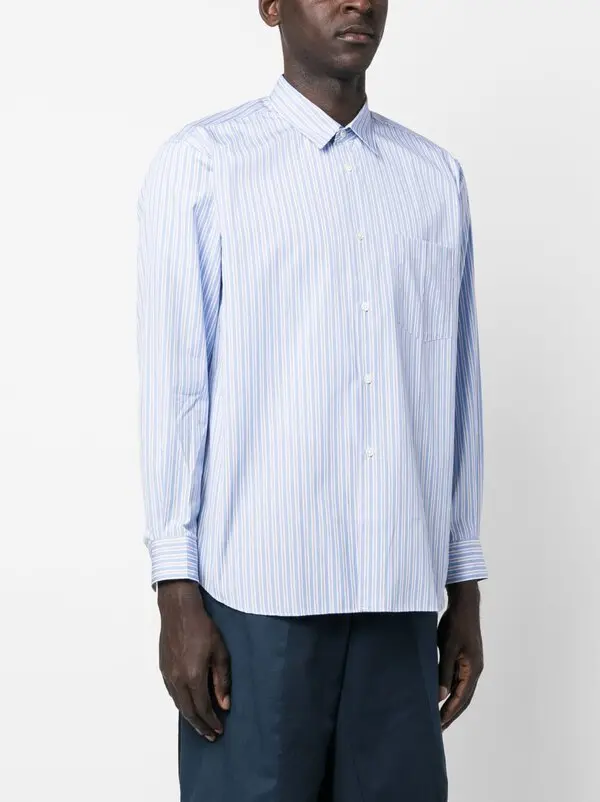 Comme Des Garçons Striped Long-sleeve Shirt - Blue