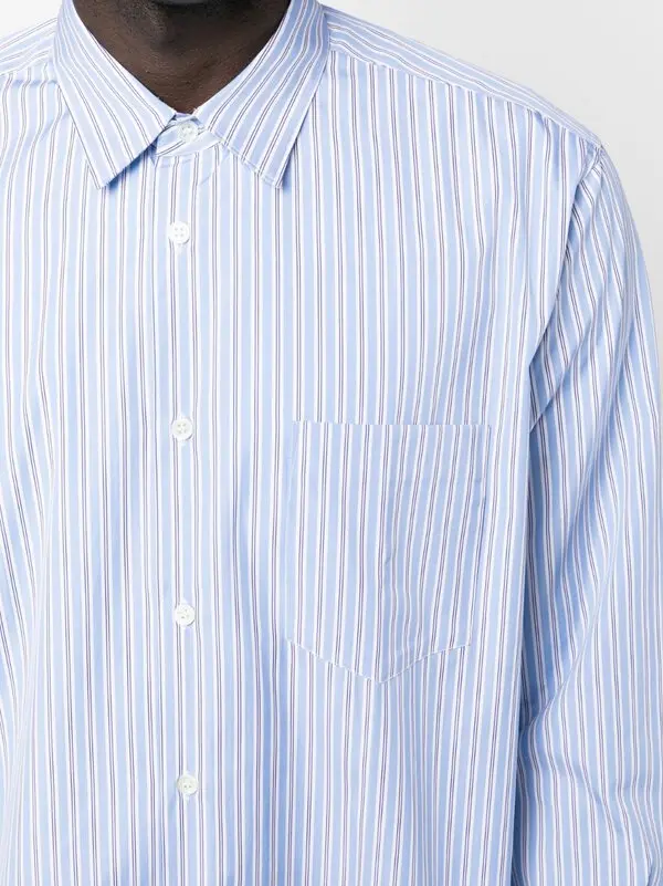 Comme Des Garçons Striped Long-sleeve Shirt - Blue