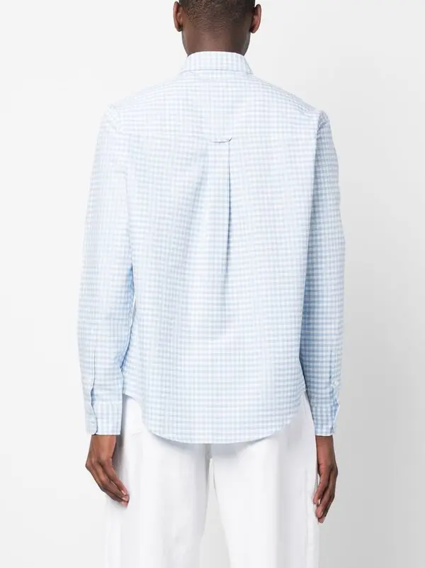 Ami Paris De Coeur Gingham-Check Shirt - Blue | Editorialist