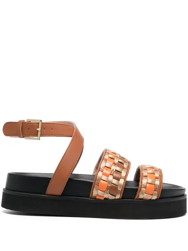 Alberta Ferretti Fussbett Interwoven Leather Sandals - Brown
