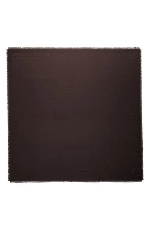 Saint Laurent Grand Allover Logo Silk & Wool Scarf - Expresso