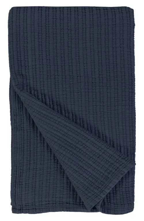 POM POM AT HOME Chatham Matelassé Blanket - Navy