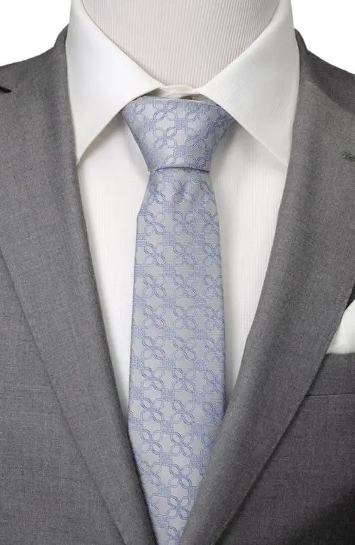 CUFFLINKS, INC. Quatrefoil Silk Neck Tie - Gray