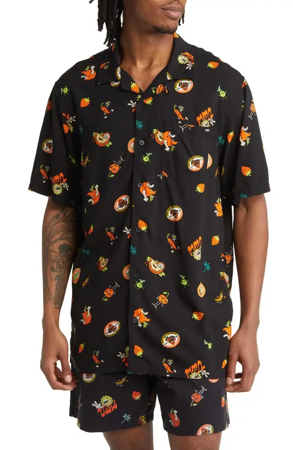 VANS Stickers Short Sleeve Button-up Camp Shirt