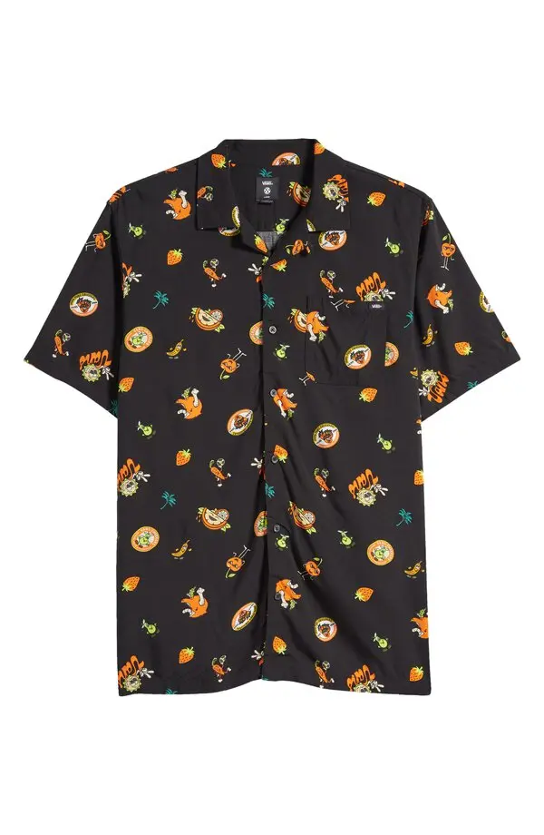 VANS Stickers Short Sleeve Button-up Camp Shirt