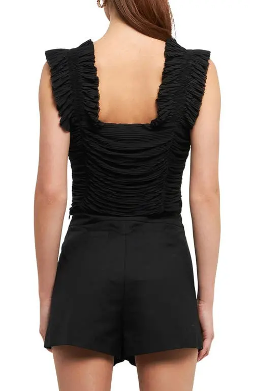 Endless Rose Ruffle Pleat Crop Tank - Black