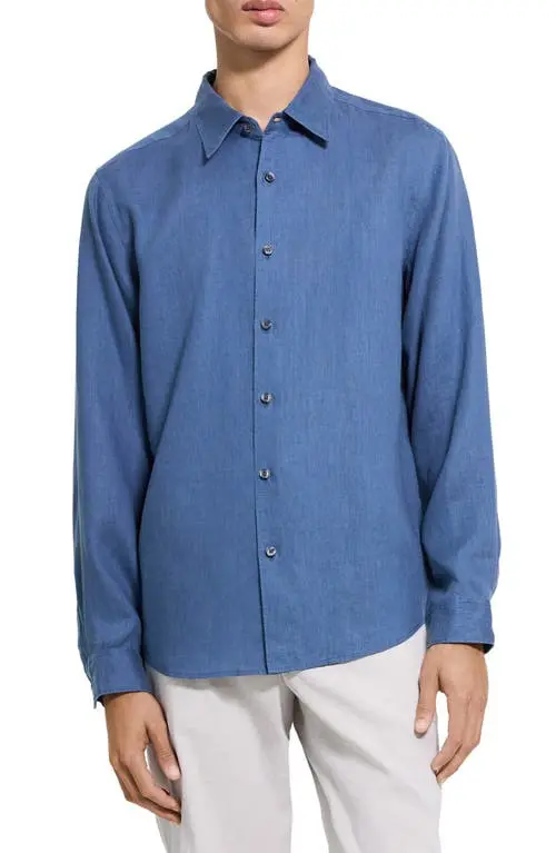 Theory Irving Solid Linen Button-up Shirt - Bering