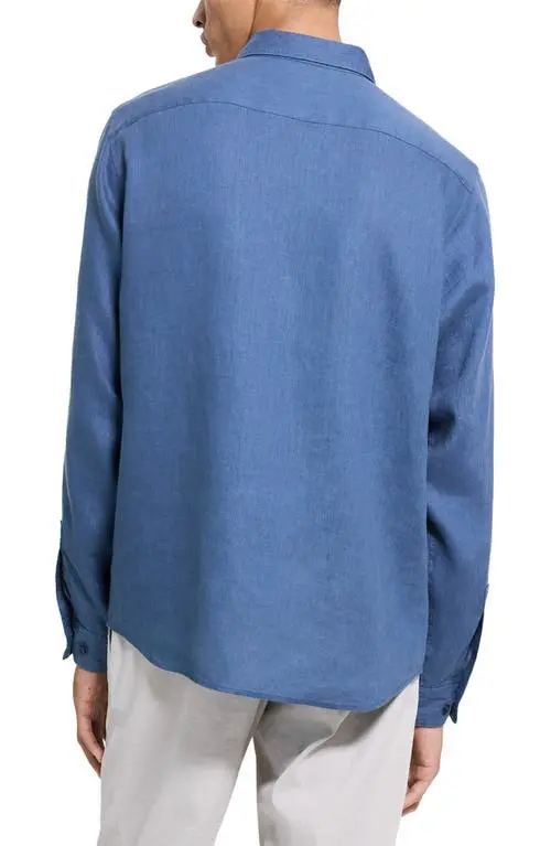 Theory Irving Solid Linen Button-up Shirt - Bering