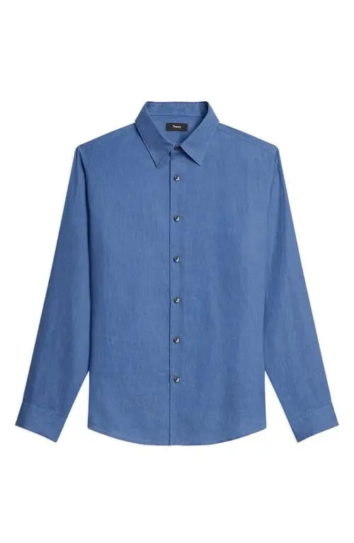 Theory Irving Solid Linen Button-up Shirt - Bering
