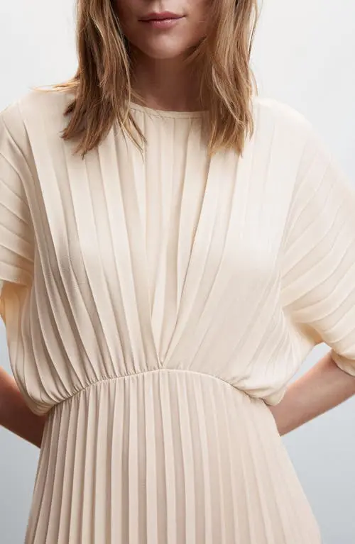 mango white pleated dress MANGO
