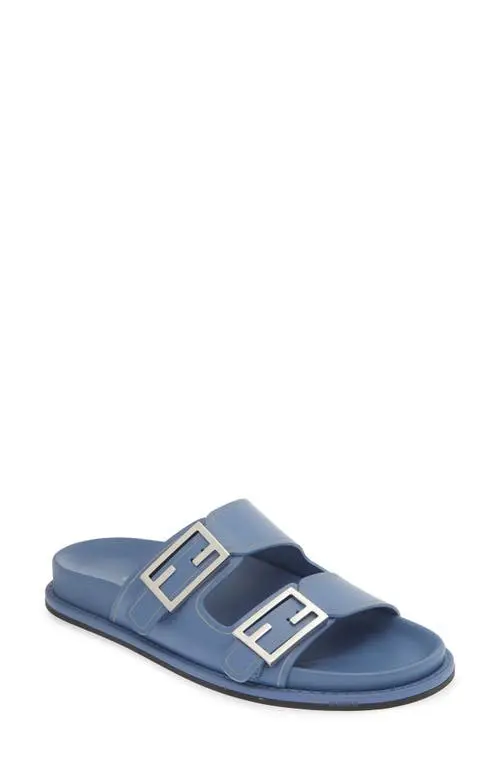 Fendi Feel Dual Strap Slide Sandal - Perfect Blue