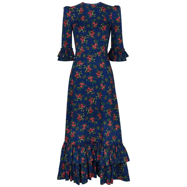 The Vampire'S Wife Cinderella Floral-Print Cotton Midi Dress In Blue - 53%  Off | Editorialist