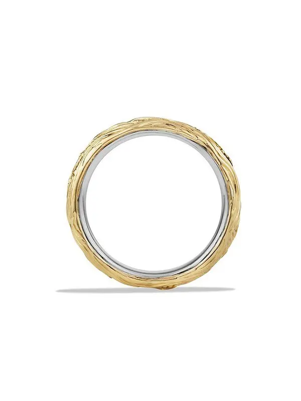 David Yurman Waves Band Ring With 18k Yellow Gold And Pavé Diamonds