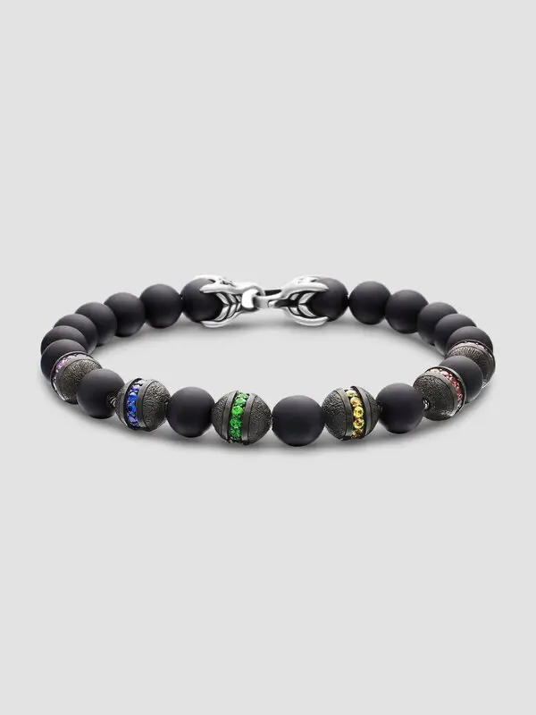 David Yurman Spiritual Beads Rainbow Bracelet In Sterling Silver - Sapphire