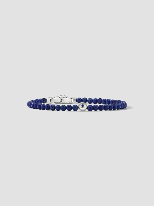 David Yurman Spiritual Beads Evil Eye Bracelet In Sterling Silver - Lapis