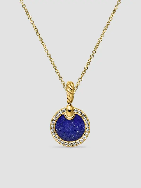 David Yurman Petite Elets Pendant Necklace In 18k Yellow Gold With Pavé Diamonds - Lapis Lazuli