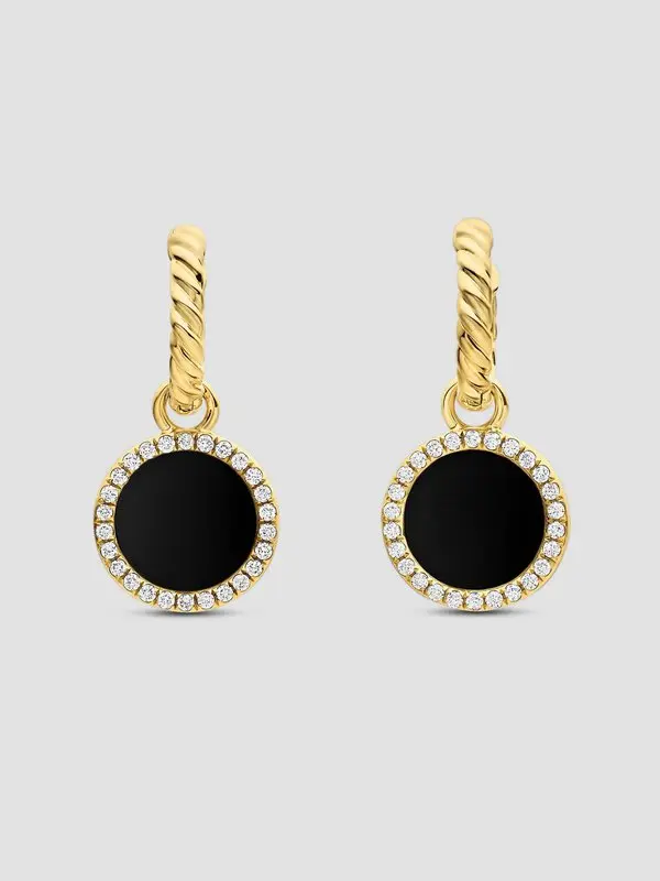 David Yurman Petite Dy Elets Drop Earrings In 18k Yellow Gold With Pavé Diamonds - Black Onyx