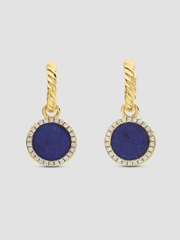 David Yurman Petite Dy Elets Drop Earrings In 18k Yellow Gold With Pavé Diamonds - Lapis Lazuli