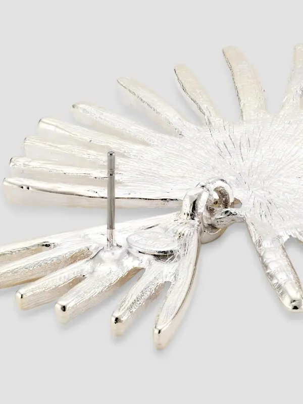 KENNETH JAY LANE Rhodium-plated Fan Drop Earrings