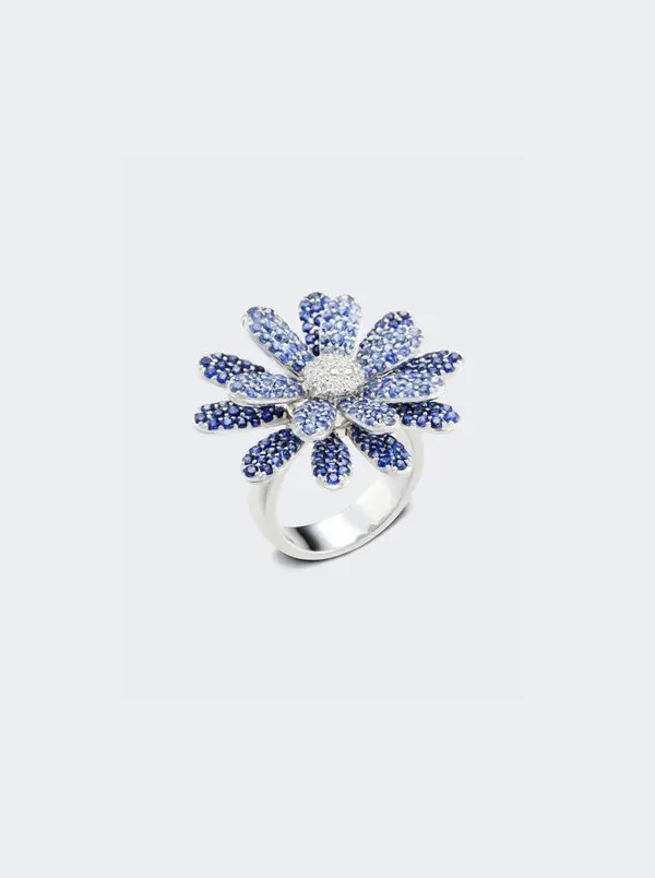 MIO HARUTAKA Blue Sapphire And Diamond Daisy Ring - 18k White Gold