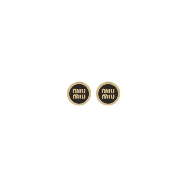 Miu Miu Enameled Metal Stud Earrings - Black