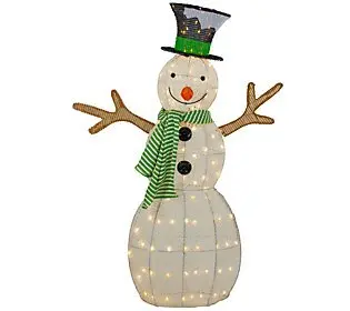 NORTHLIGHT 43' Led Snowman W/top Hat & Green S Arf Decoration - One-color