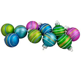 NORTHLIGHT 10-count Green & Blue Matte Glass Ba L Ornaments - One-color