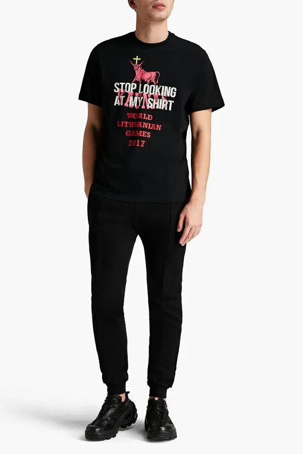 Vetements Printed Cotton-Jersey T-Shirt Xs In Black - 70% Off