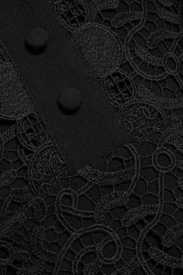 Elie Saab Belted Macramé Lace Midi Dress