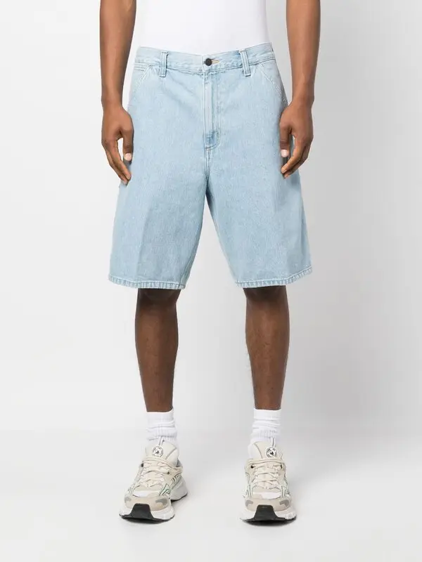 Carhartt Work In Progress Logo-patch Denim Cargo Shorts - Blue