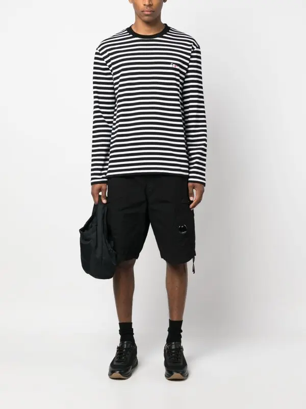 C.P. COMPANY Logo-patch Cotton Shorts - Black