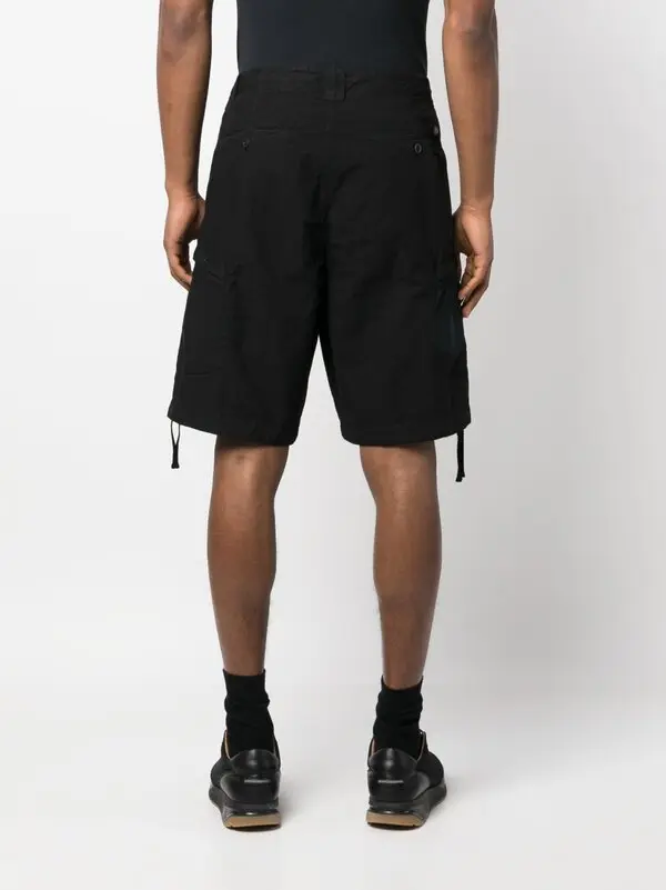 C.P. COMPANY Logo-patch Cotton Shorts - Black