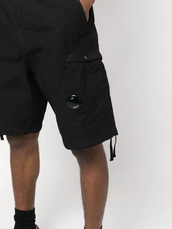 C.P. COMPANY Logo-patch Cotton Shorts - Black