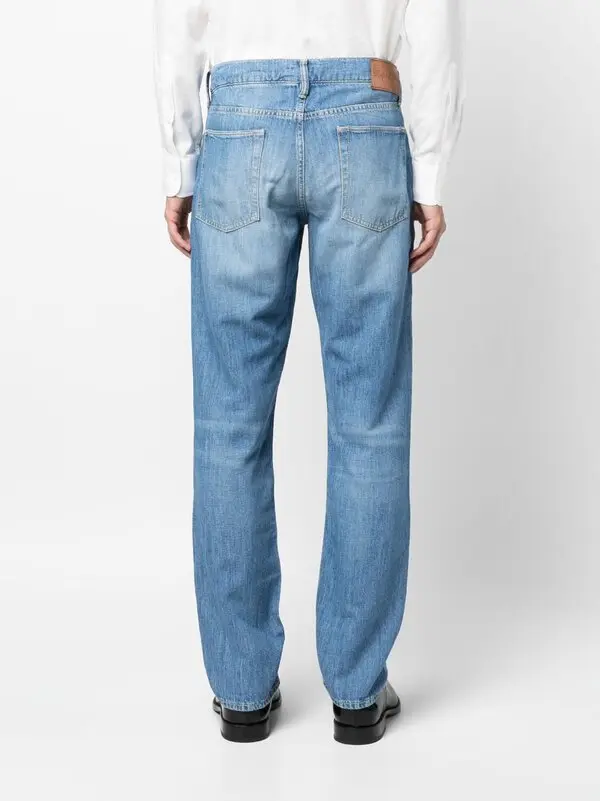 Ralph Lauren Purple Label Stonewashed Straight-leg Jeans - Blue